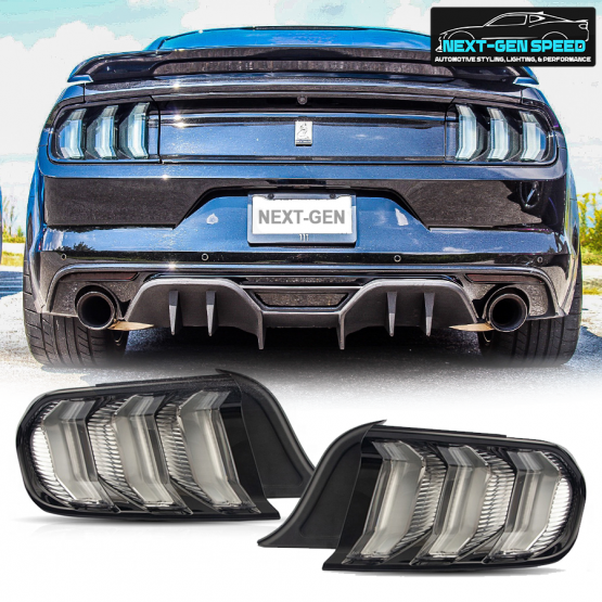 2015 - 23 Mustang Clear Euro LED Sequential Tail Lights - Next-Gen Speed