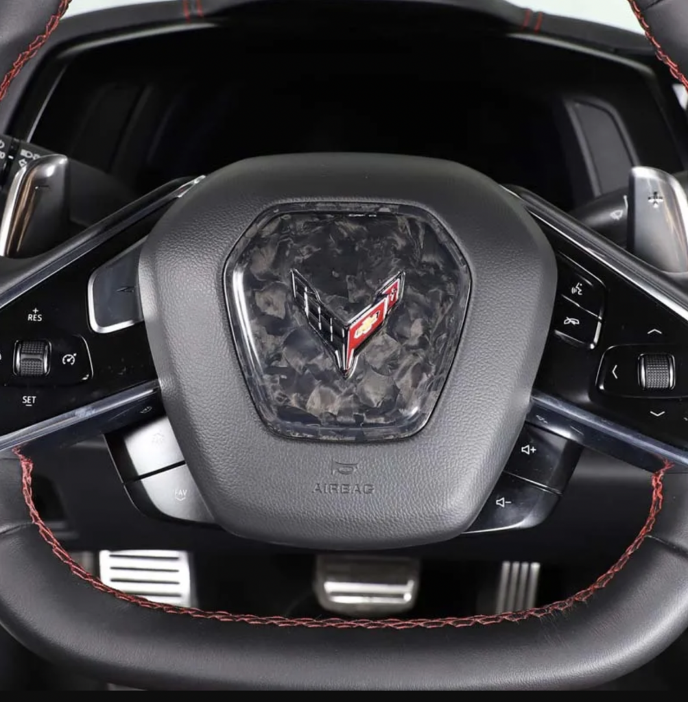2020 - 24 C8 Corvette Carbon Fiber Center Steering Wheel Full Cover ...
